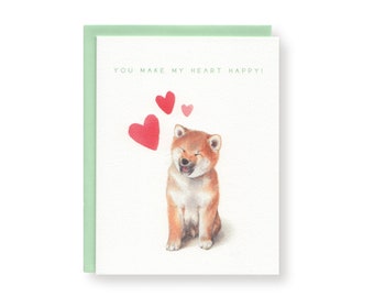Shiba Inu Birthday Card Watercolor Illustrated Happy - Etsy