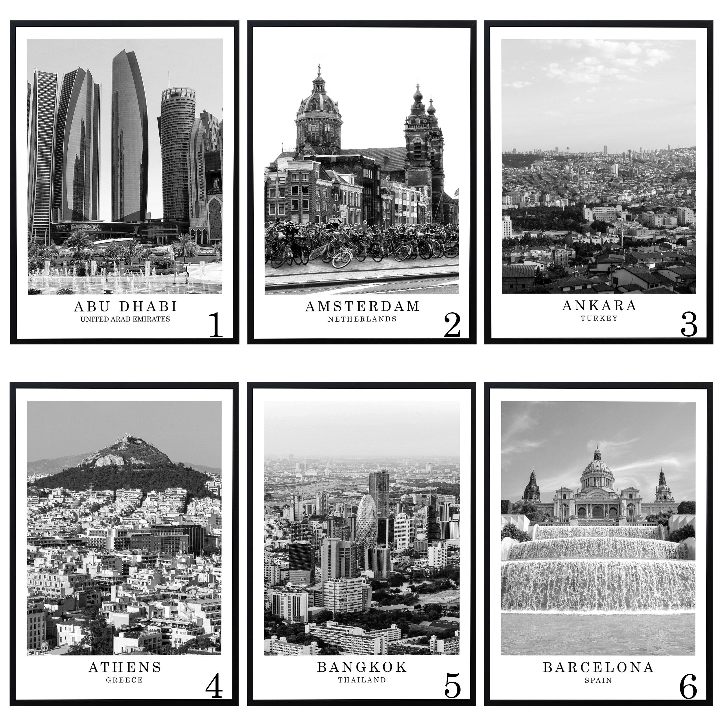 World Cities Wall Poster Black White City Photo World Travels Print ...