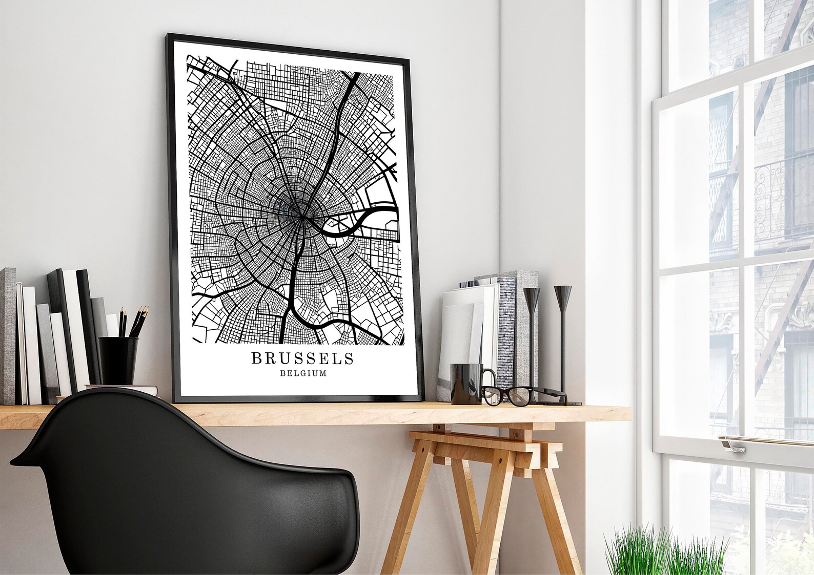 Brussels City Map Print Black and White Map Brussels Minimalist Map ...