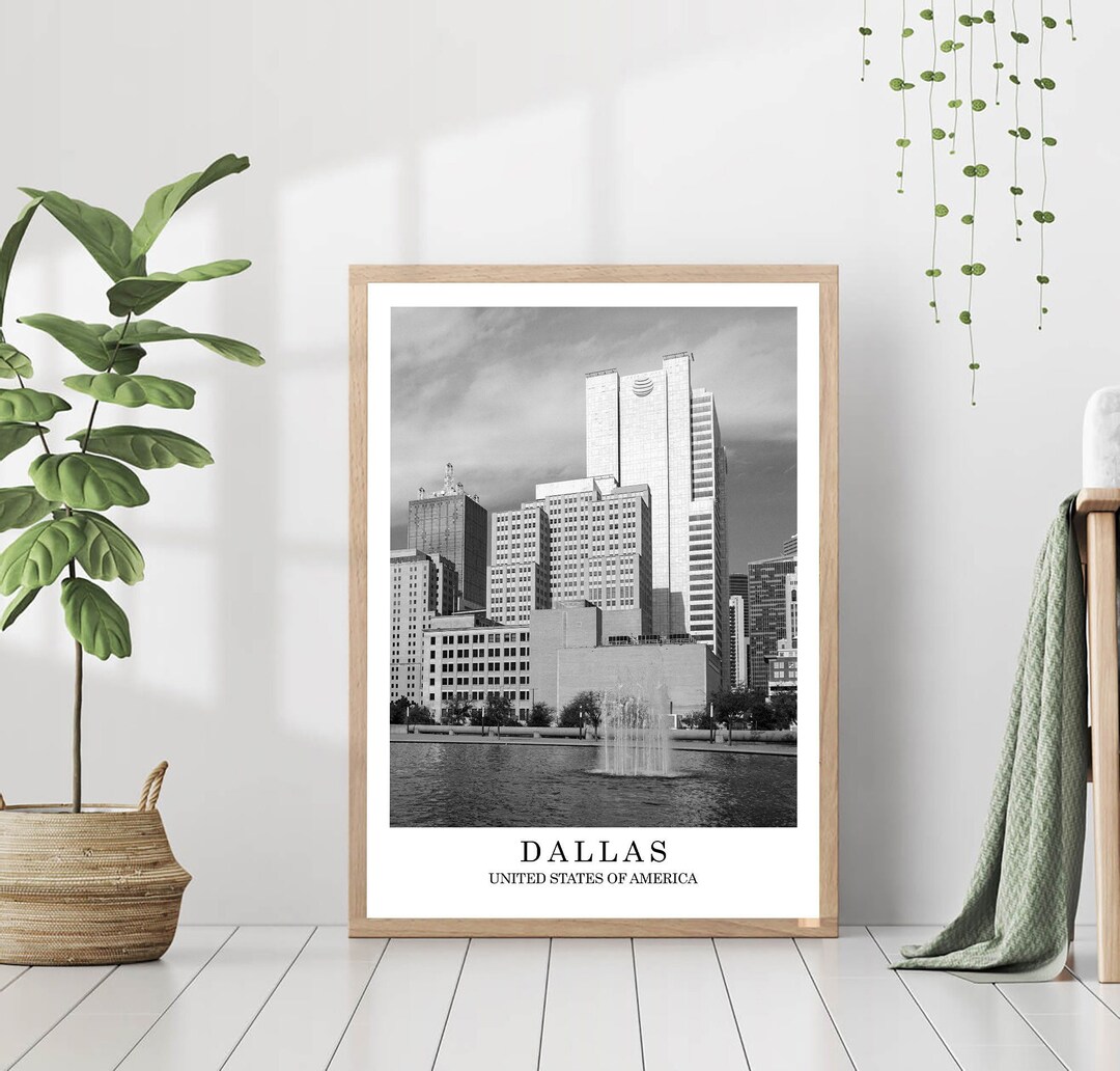Dallas Travel Print Dallas Black and White Photo Dallas City Landmark ...