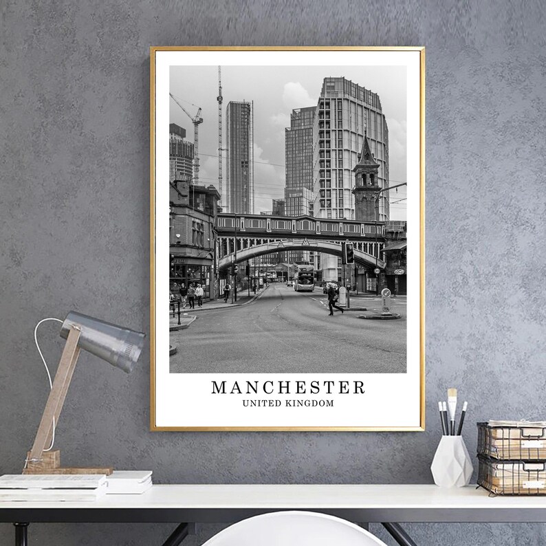 Manchester Travel Print Manchester Black and White Photo Manchester ...