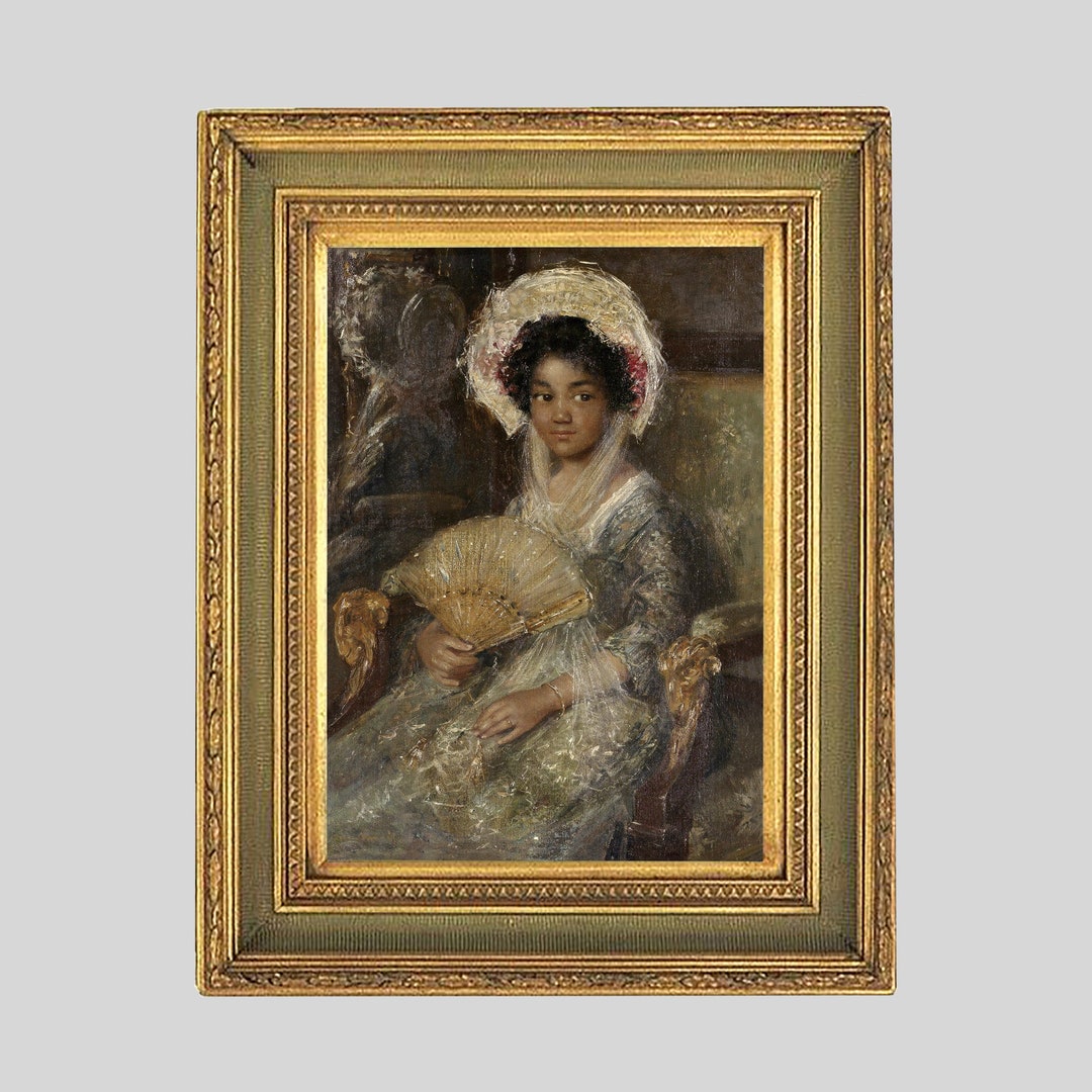 Vintage Girl Portrait Victorian Portrait Young Woman With a Fan Moody ...