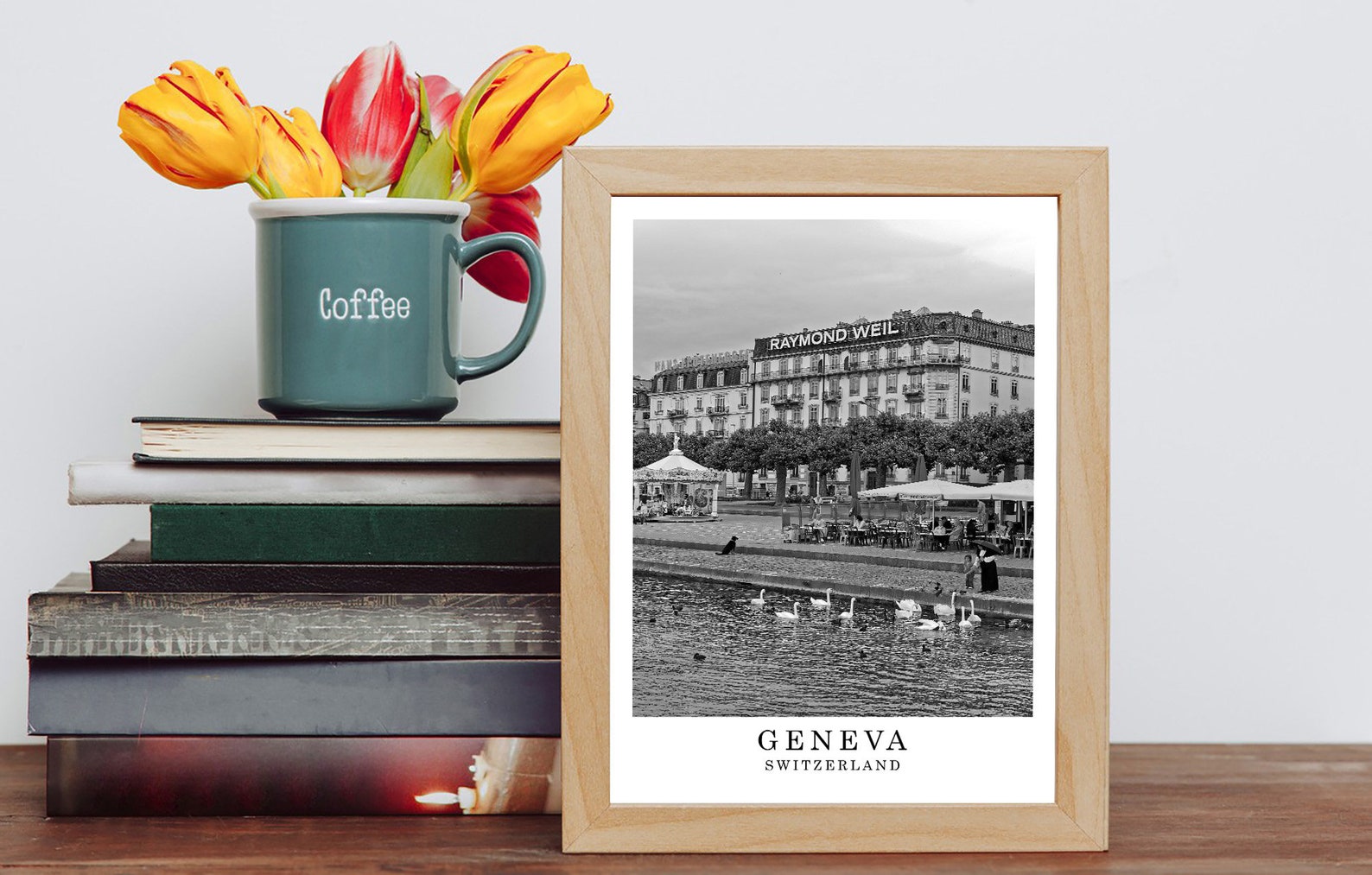 Geneva Travel Poster Geneva Black and White Photo Geneva City Landmark ...