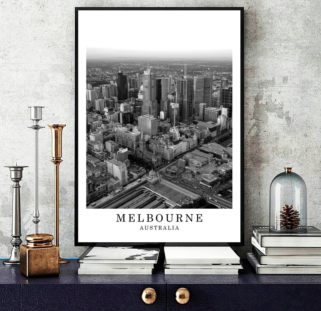 Melbourne Australia Travel Print Black and White Photo Melbourne Wall ...