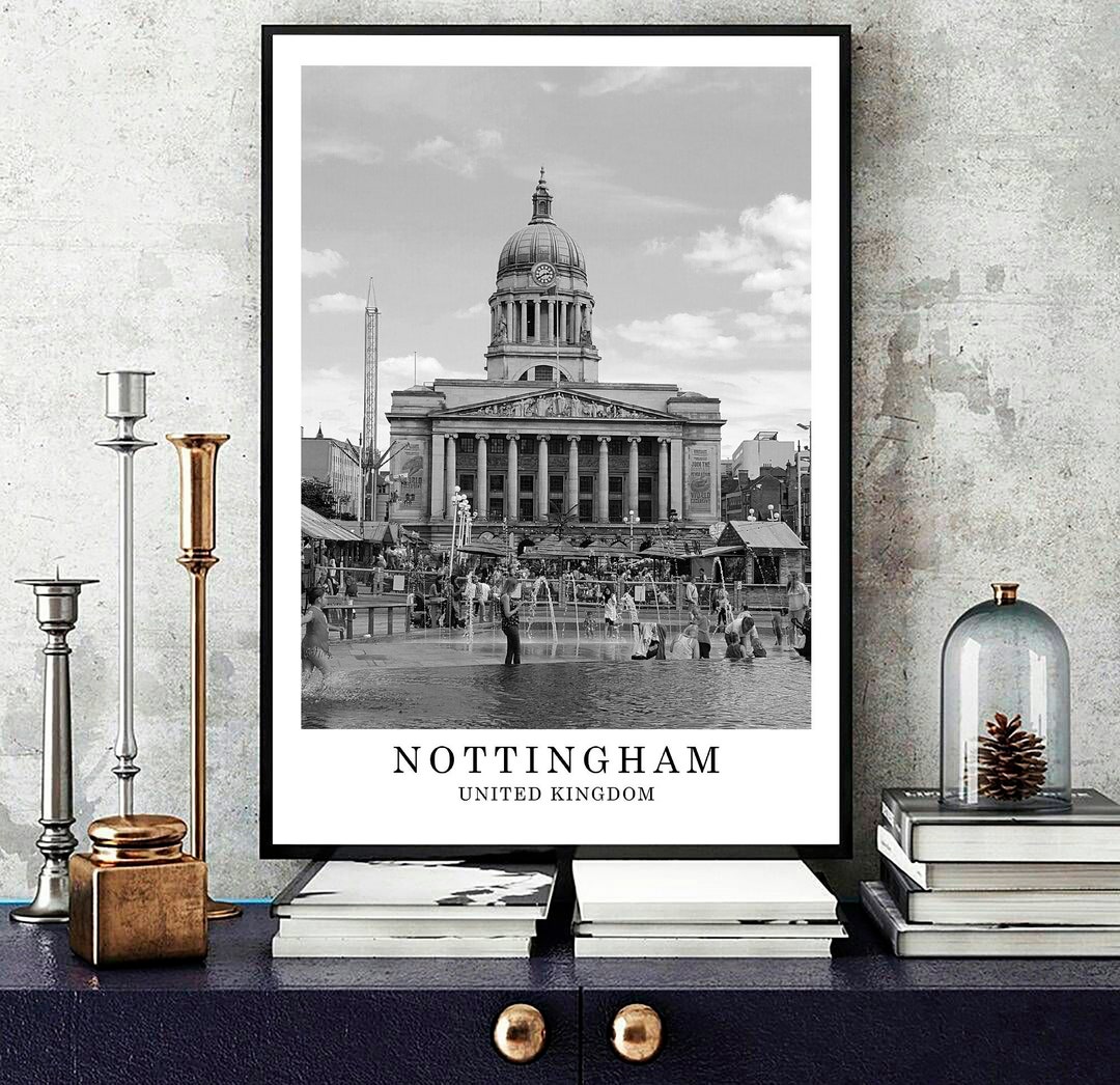 Nottingham Travel Poster Nottingham Black and White Photo Nottingham ...