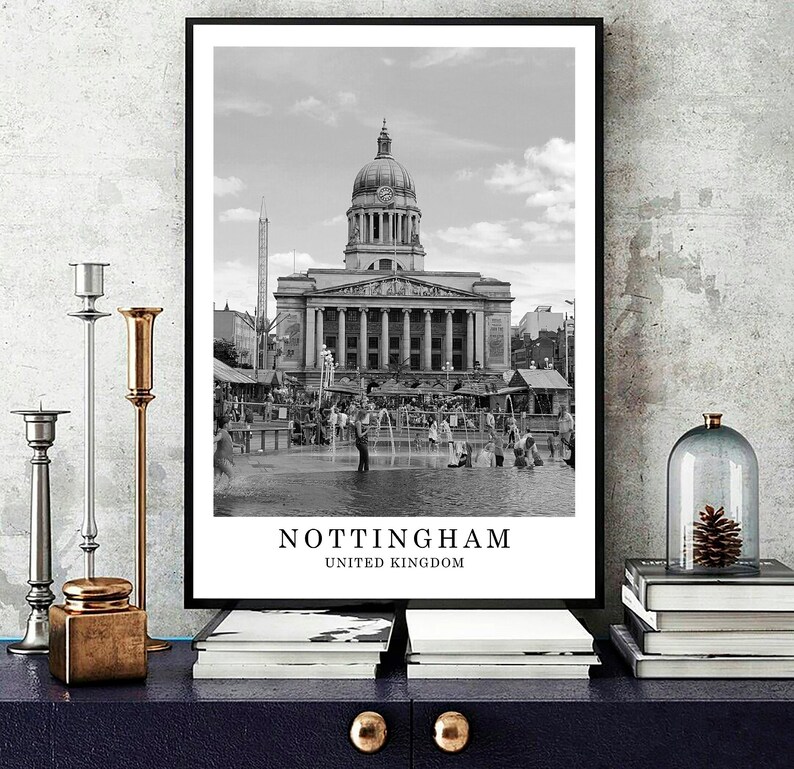 Nottingham Travel Poster Nottingham Black and White Photo Nottingham ...