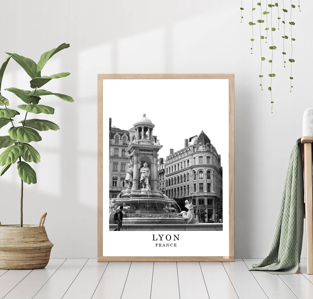 Lyon France Travel Poster Black and White Lyon Photo Lyon City Landmark ...