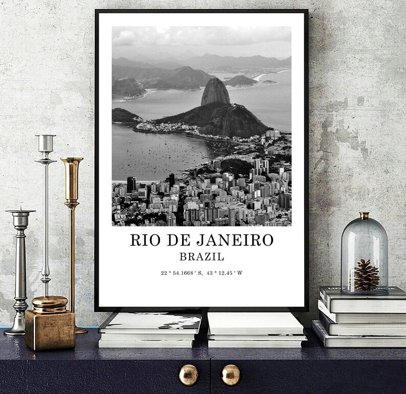 Rio de Janeiro Brazil Travel Wall Poster Black White Photo City ...