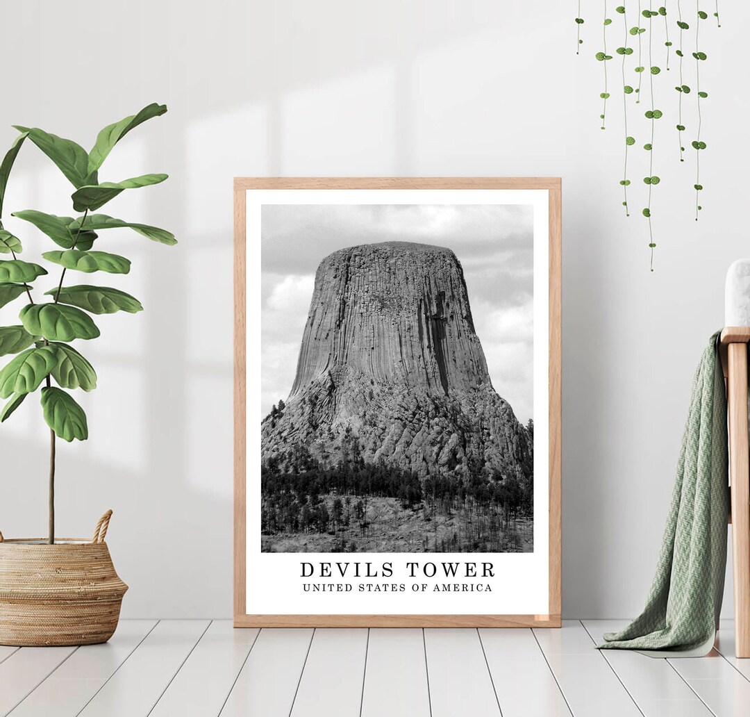 Devils Tower National Monument Travel Print Black and White Photo ...