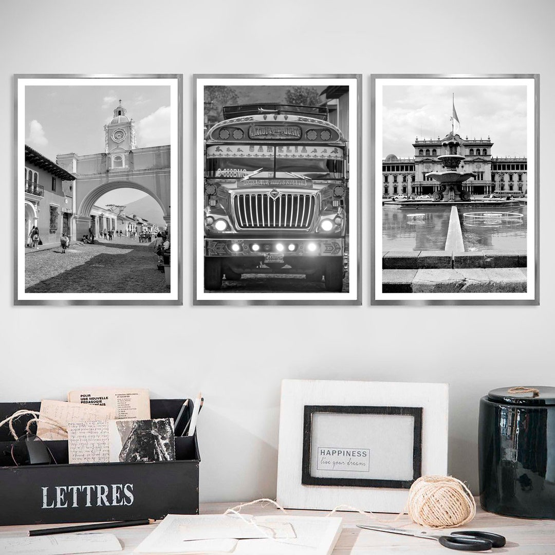 Antigua Set of 3 Guatemala Travel Prints Antigua Black and White Photo ...