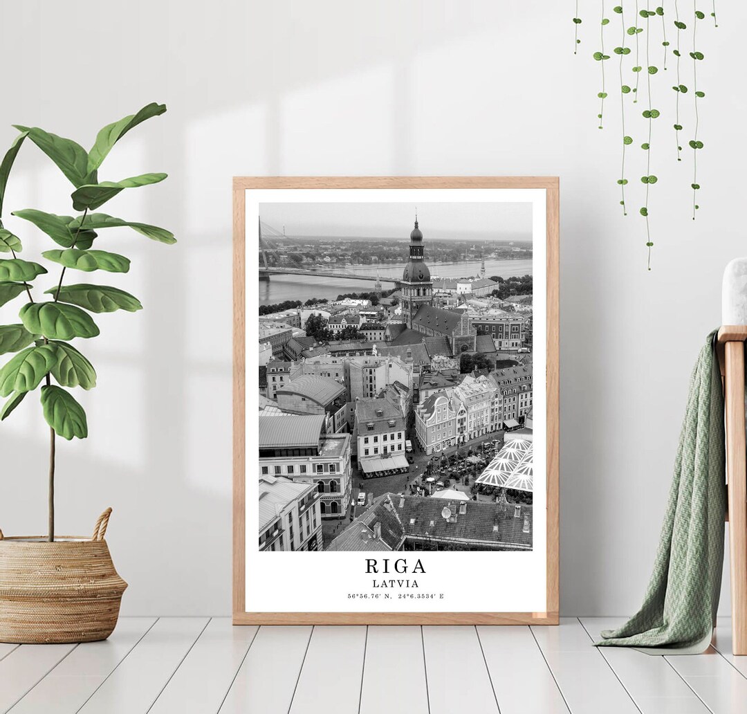 Riga Travel Poster Riga Black and White Photo Riga City Landmark Riga ...