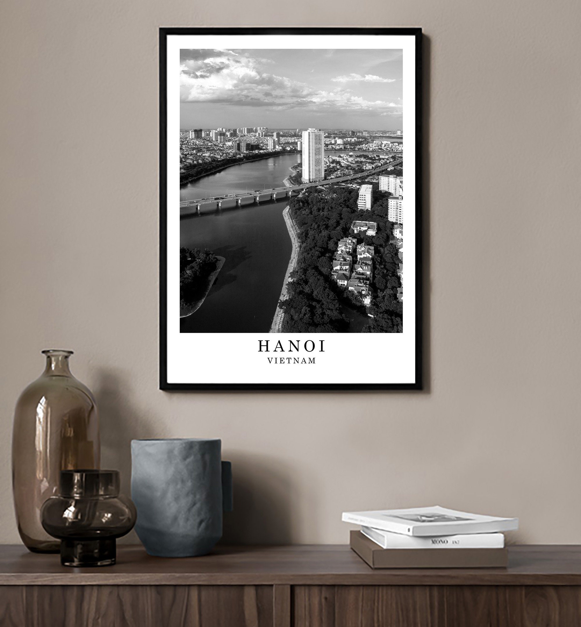 Hanoi City Poster Hanoi Black and White Photo Hanoi City Landmark ...