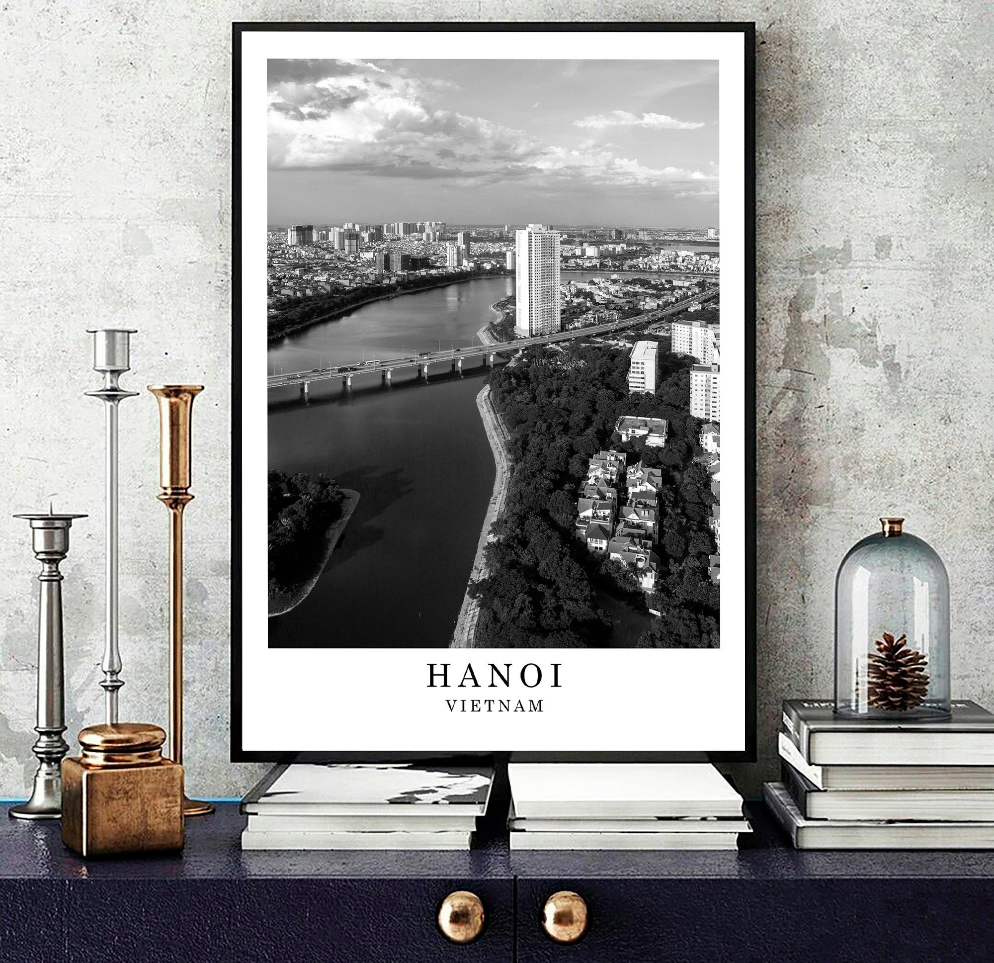Hanoi City Poster Hanoi Black and White Photo Hanoi City Landmark ...