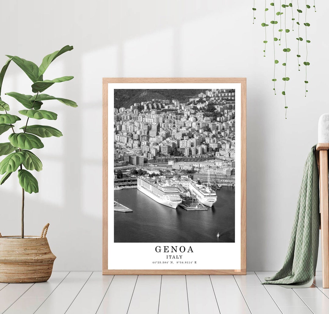 Genoa Italy Travel Poster Genoa Black and White Photo Genoa City Landmark Genoa Poster Genoa ...