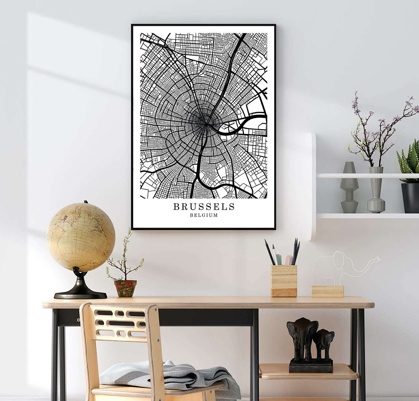 Brussels City Map Print Black and White Map Brussels Minimalist Map ...