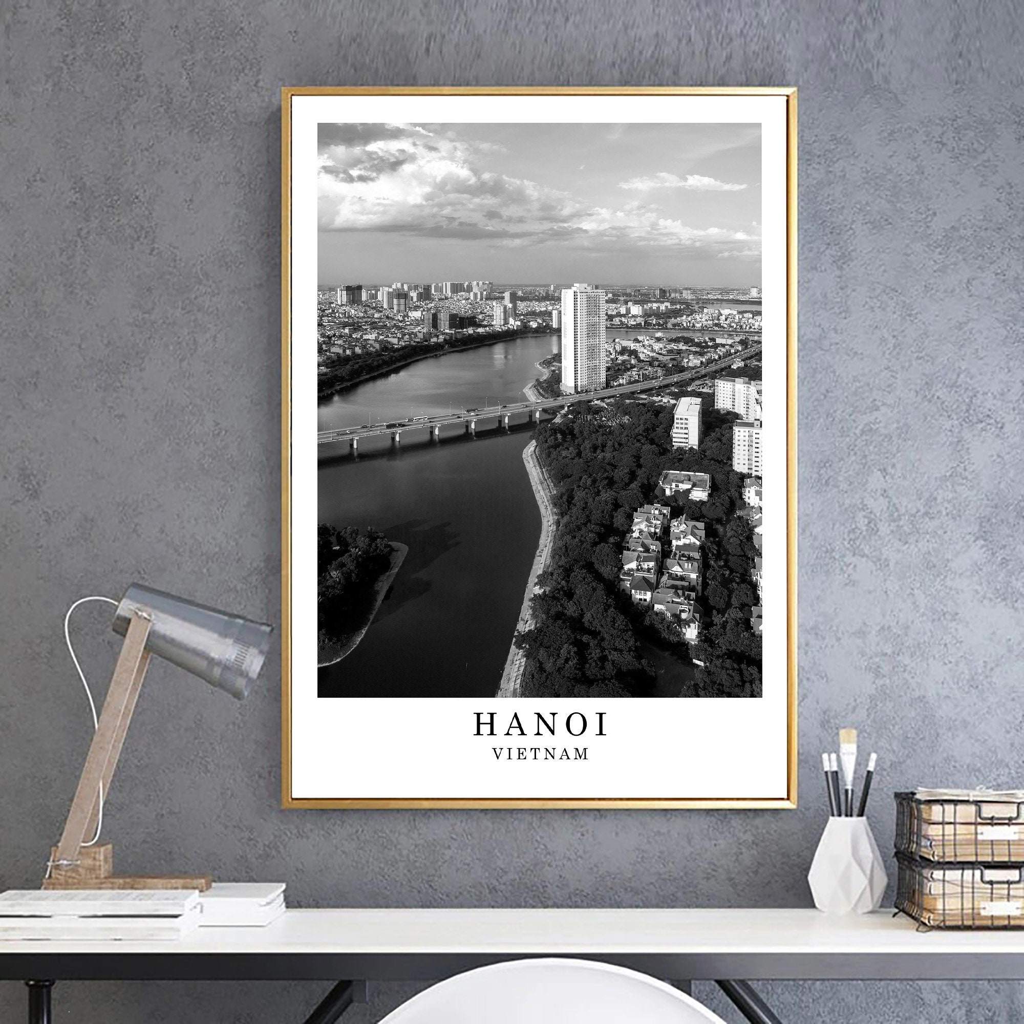 Hanoi City Poster Hanoi Black and White Photo Hanoi City Landmark ...