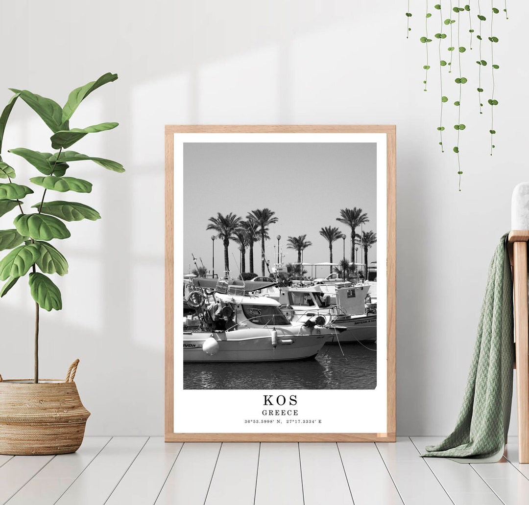 Kos Travel Print Black and White Kos Island Poster Kos Greece Wall Art ...