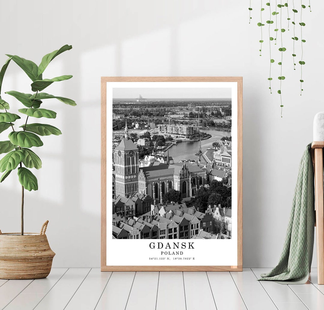 Gdansk Travel Poster Gdansk Black and White Photo Gdansk City Landmark ...