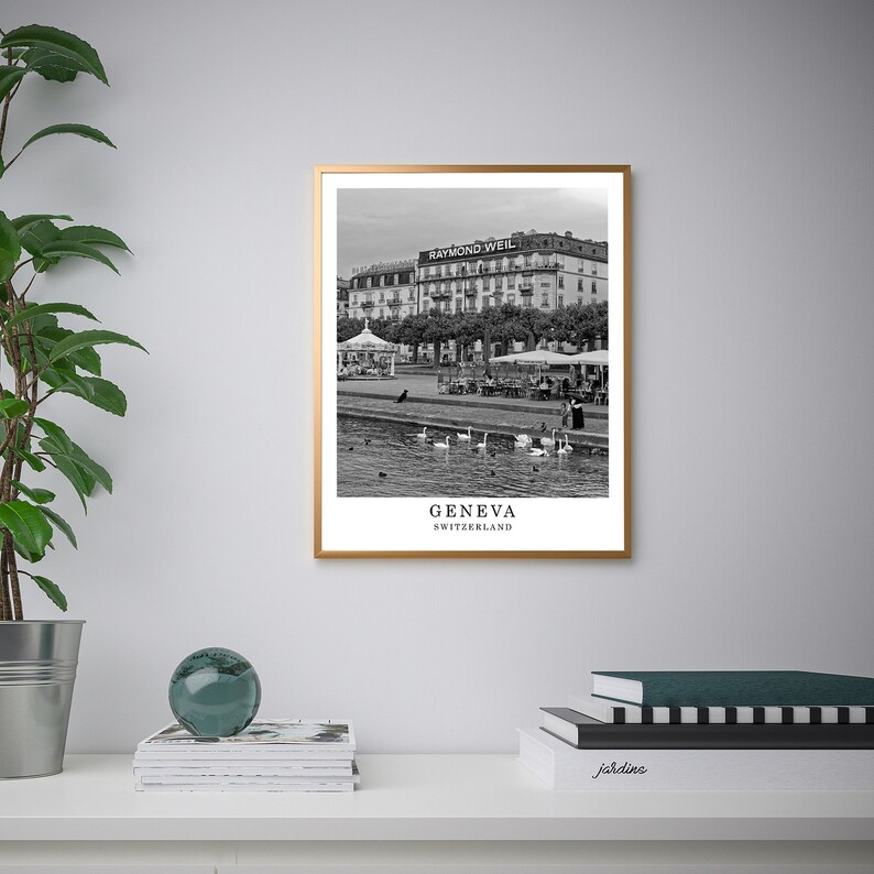Geneva Travel Poster Geneva Black and White Photo Geneva City Landmark ...