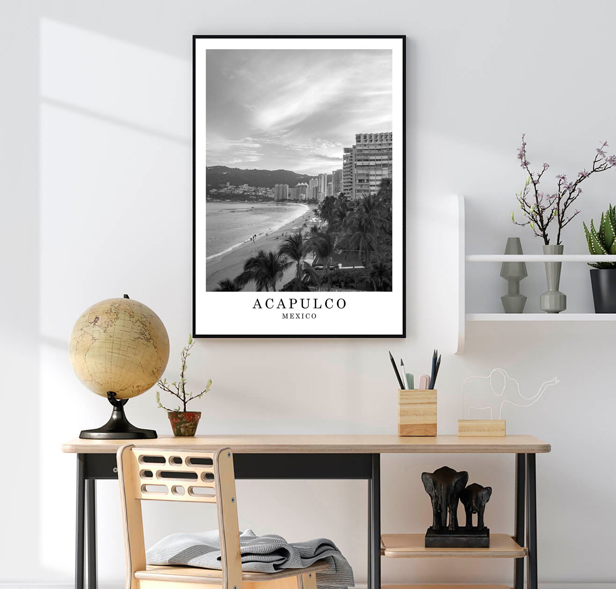 Acapulco Digital Print Black White Photo Acapulco City Landmark ...
