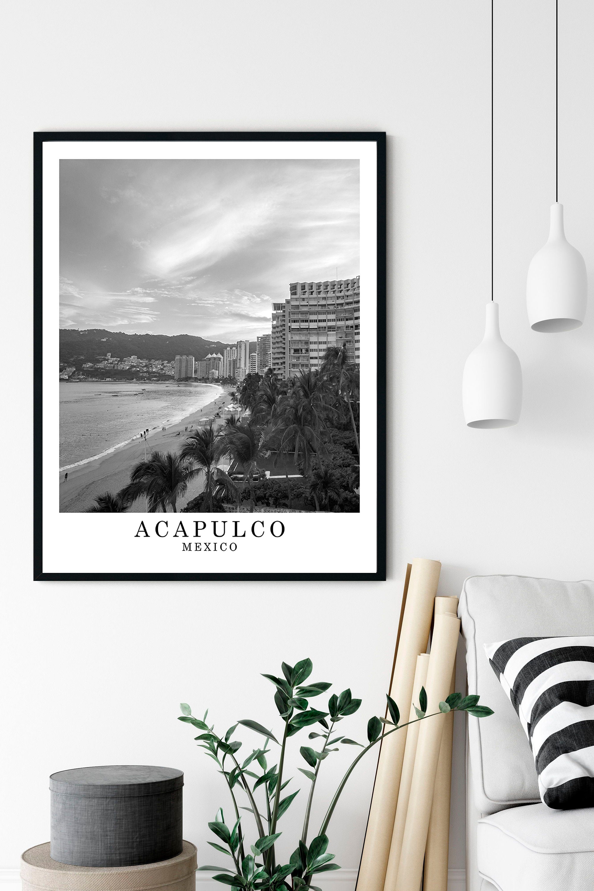Acapulco Digital Print Black White Photo Acapulco City Landmark ...