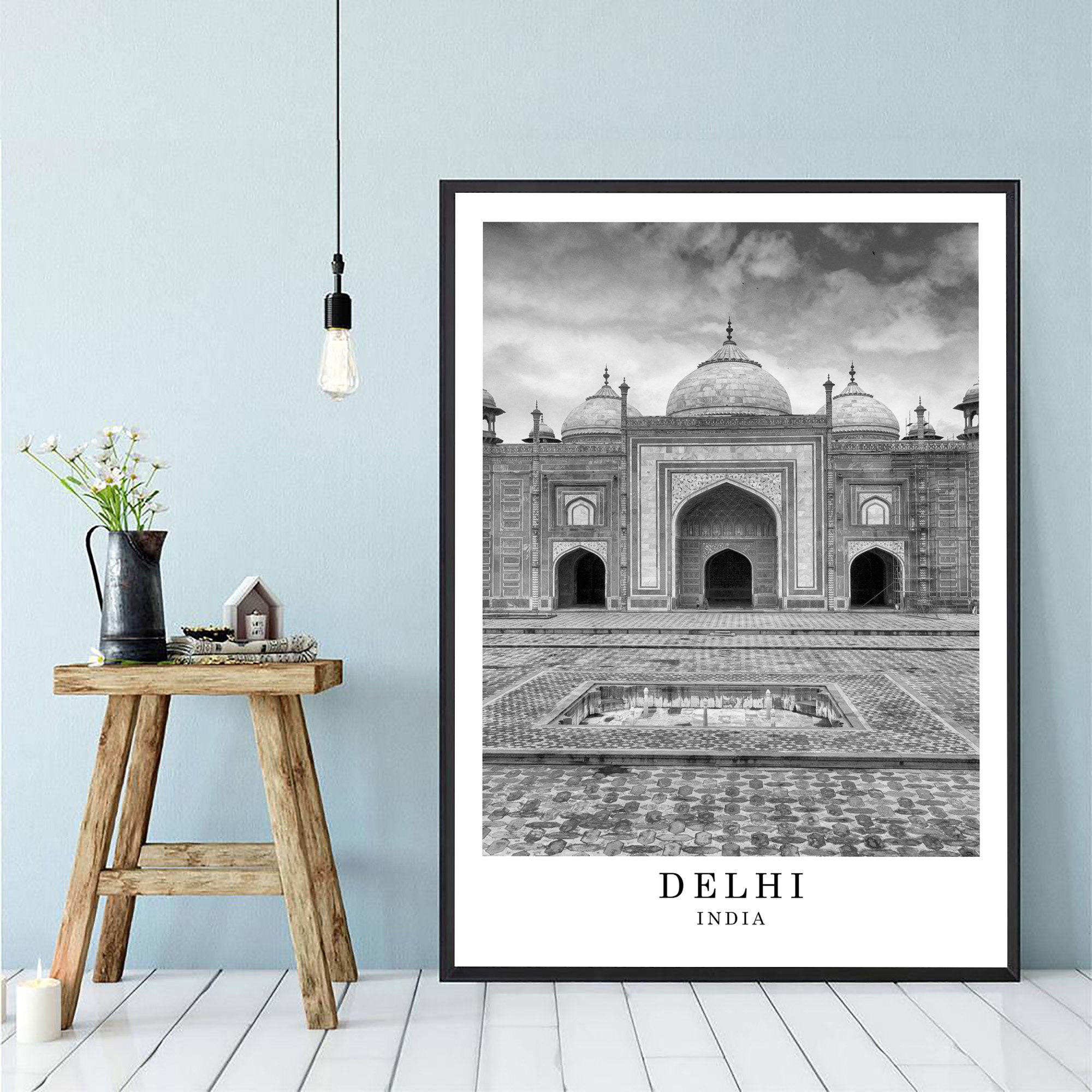 Delhi India Travel Poster Delhi Black and White Photo Delhi City ...