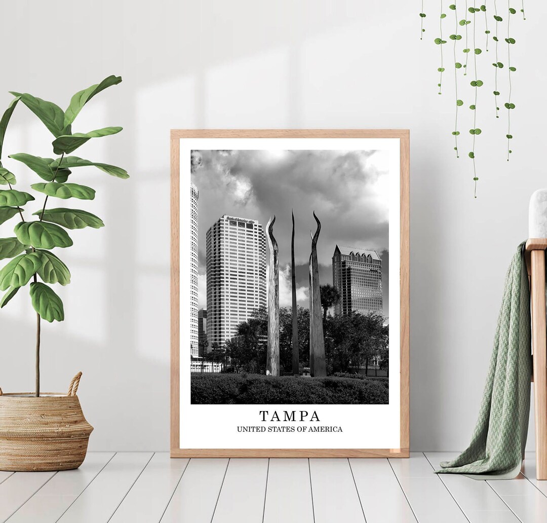 Tampa Travel Print Tampa Black and White Photo Tampa City Landmark ...