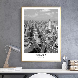 Osaka Travel Print Black and White Photo Osaka City Landmark Osaka ...