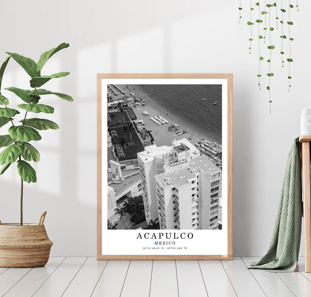 Acapulco Mexico Travel Poster Acapulco Coordinates Wall Art Decor ...