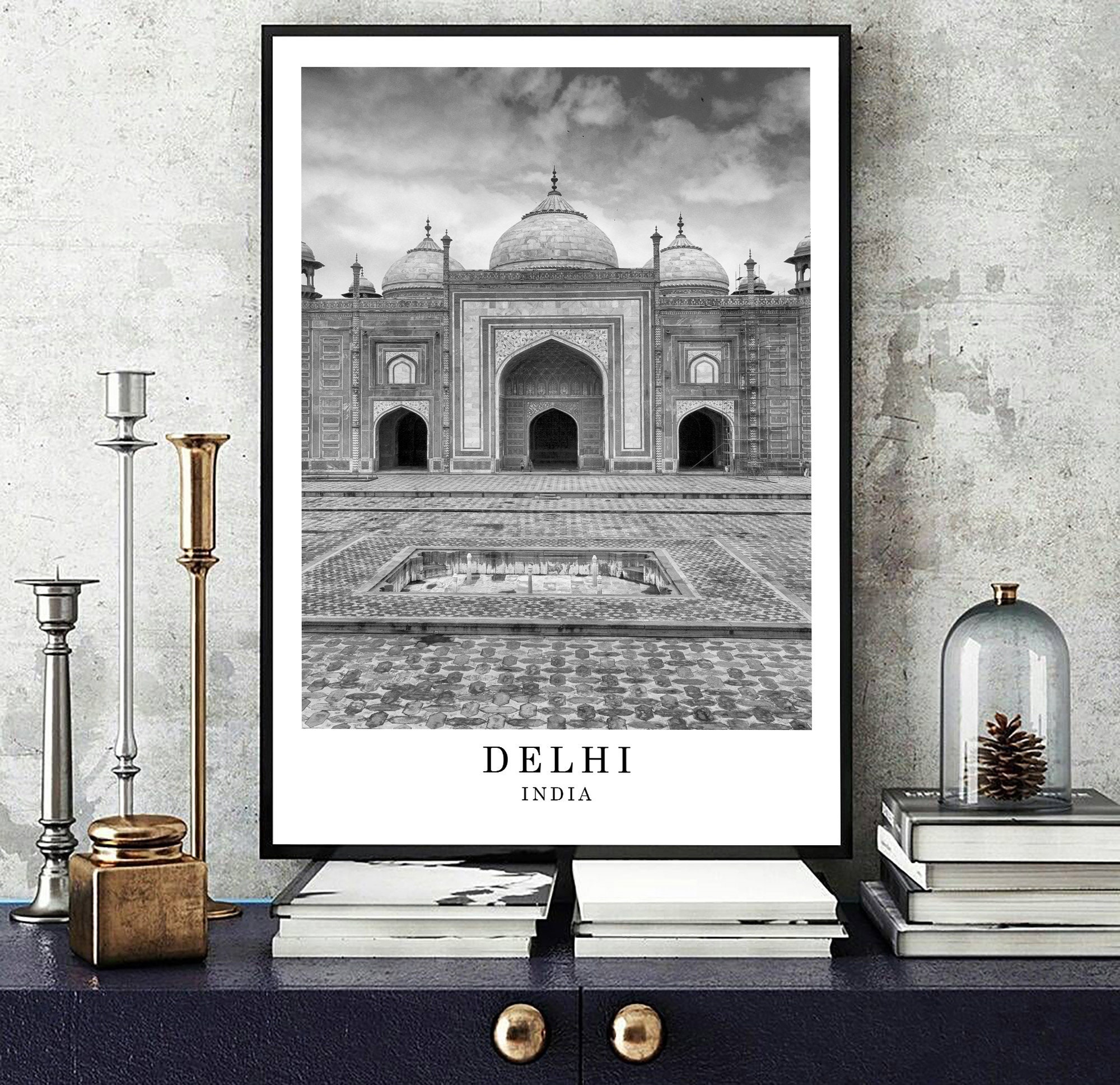 Delhi India Travel Poster Delhi Black and White Photo Delhi City ...