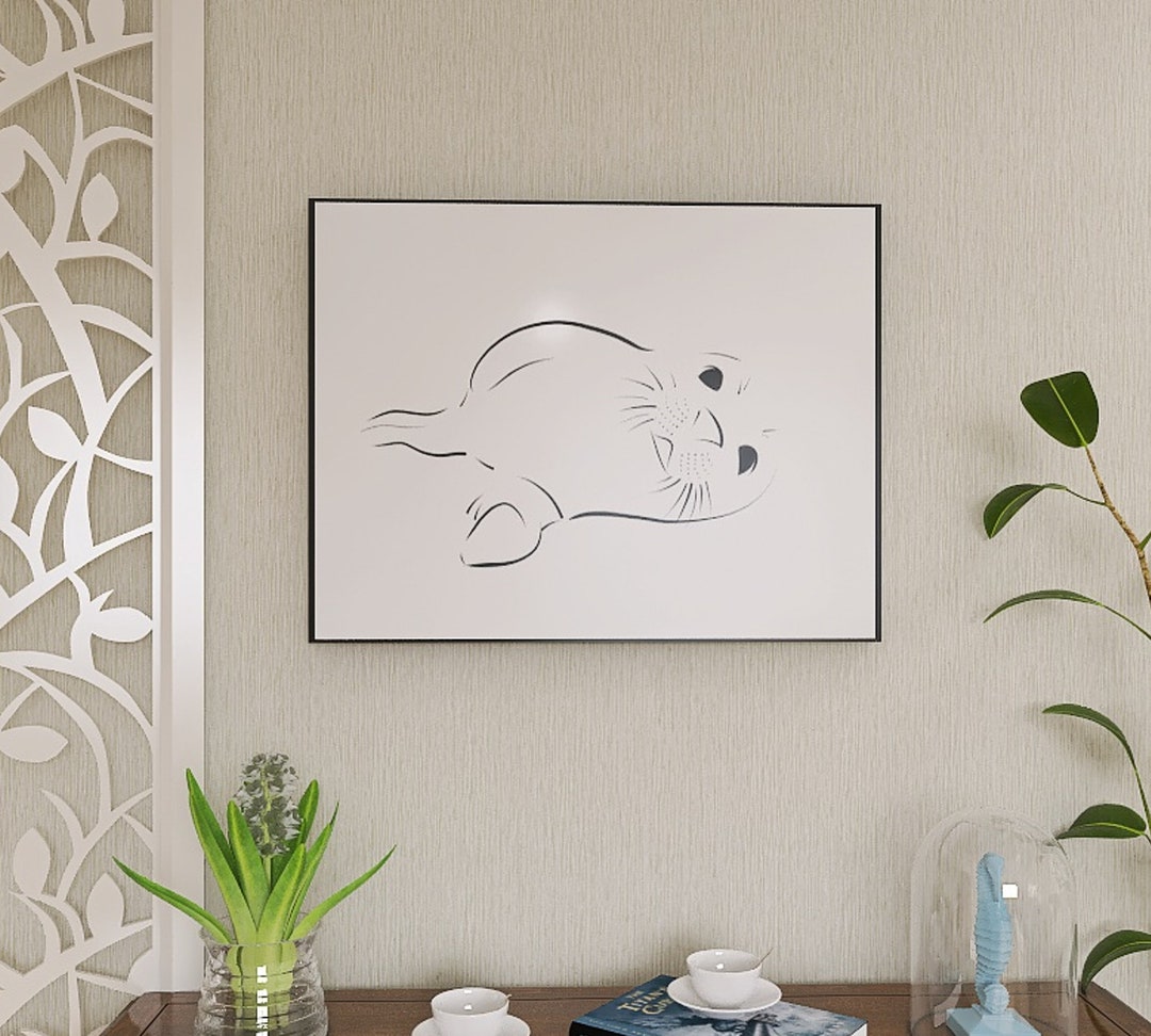 Line Art Seal Line Drawing New Home Decor Print Modern - Etsy