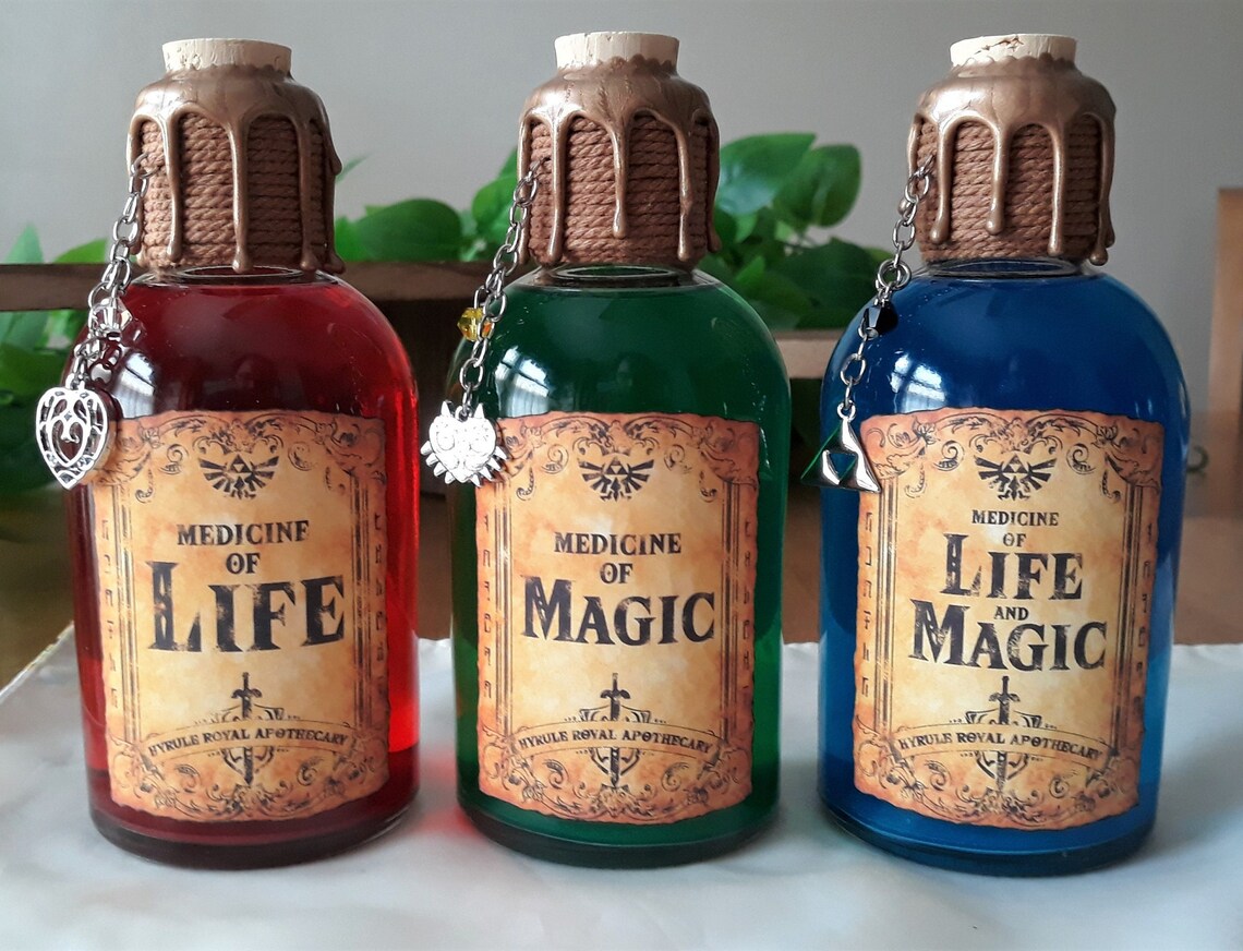 The Legend of Zelda Red Green and Blue Potions Inspired by - Etsy
