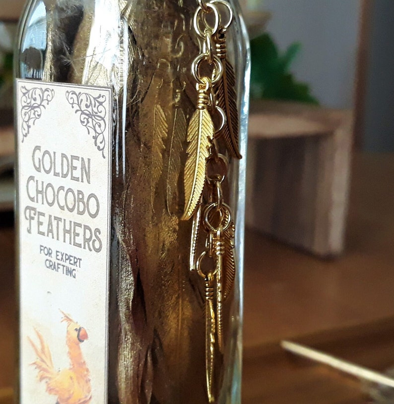 Golden Chocobo Feathers Inspired by Final Fantasy / Apothecary Bottle ...
