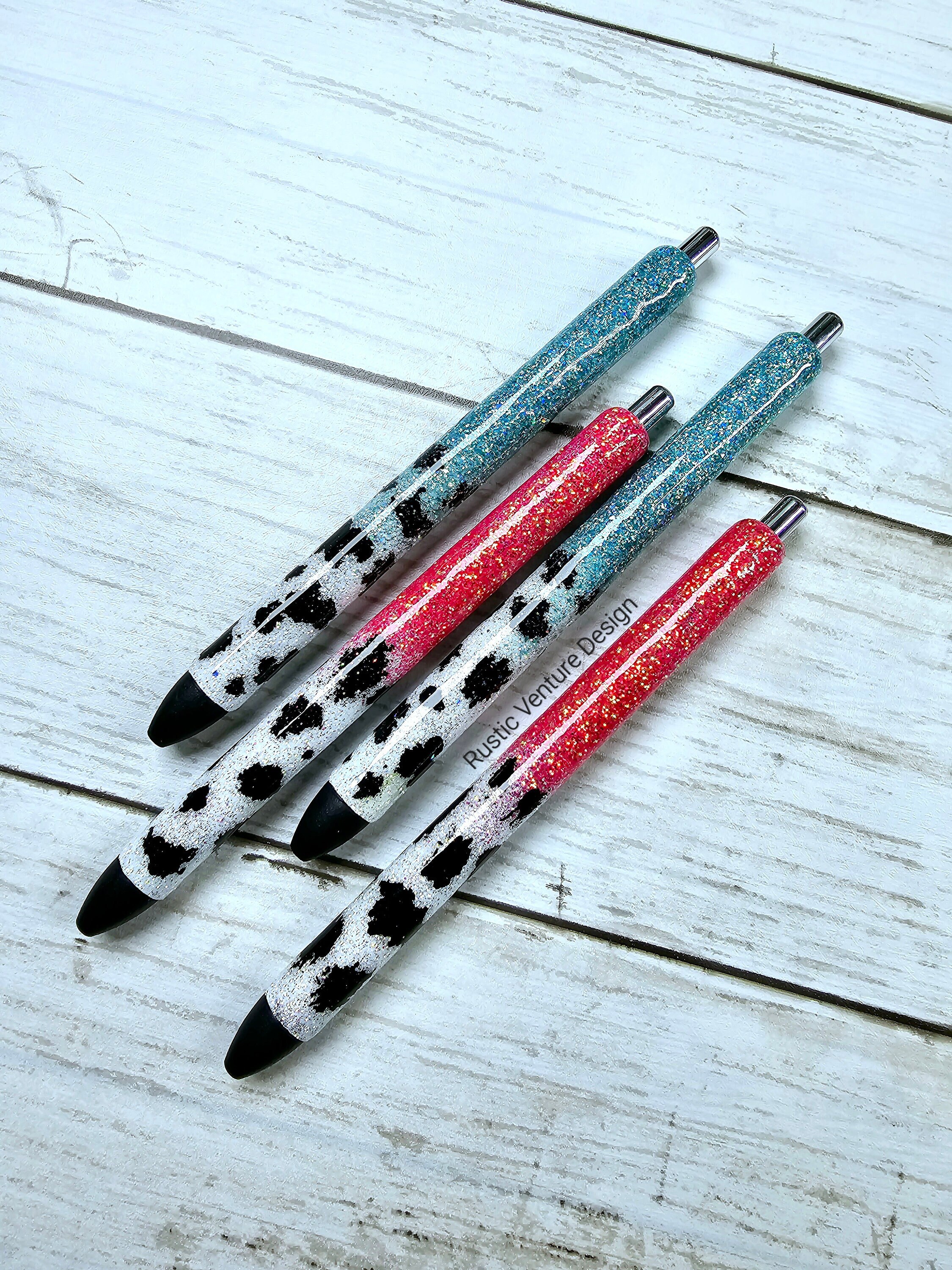 Cow Print Glitter Pens Personalized Western Pens Epoxy Pens - Etsy