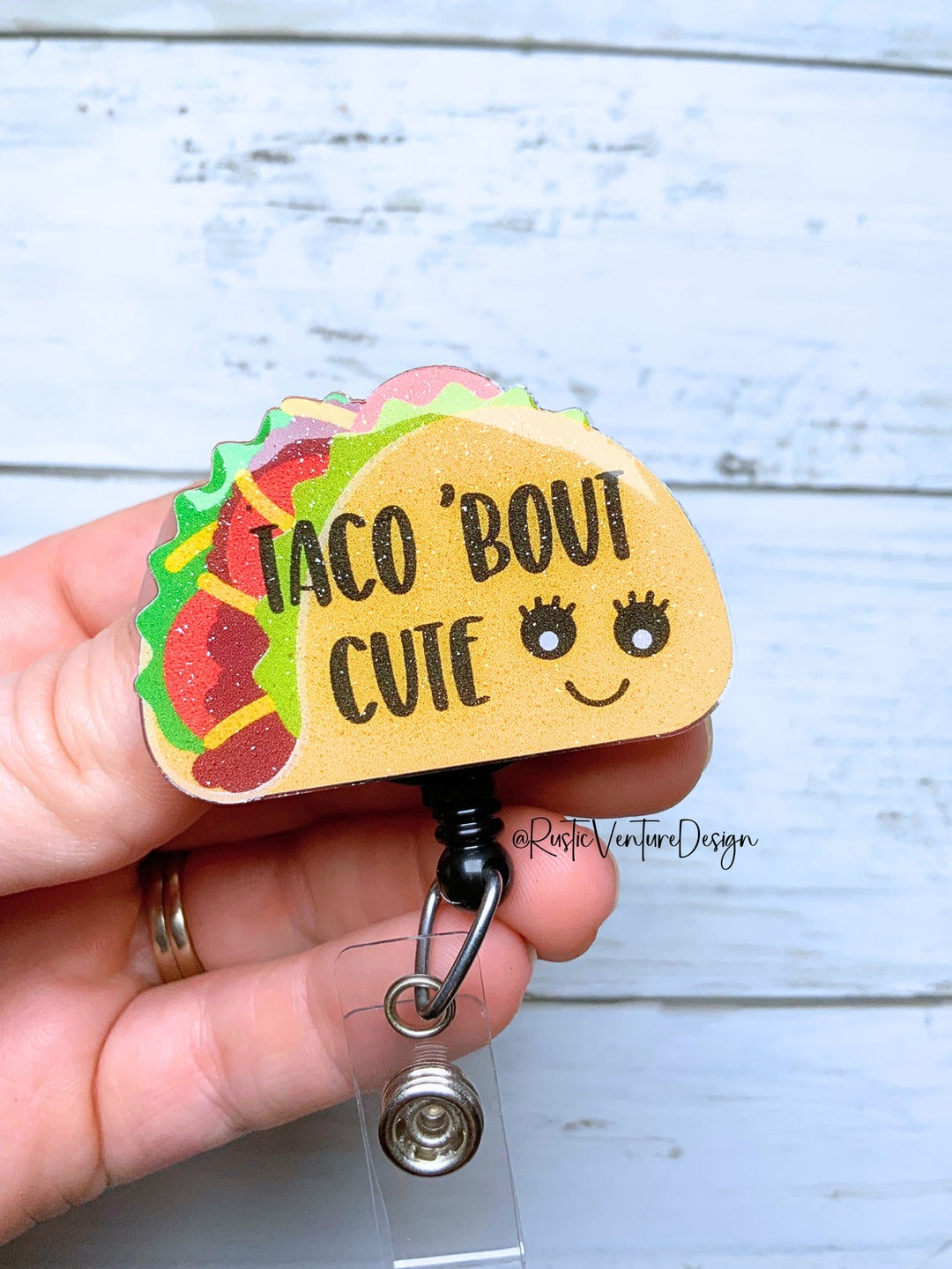 Glitter Taco Badge Reel: Retractable ID Holder for Nurses & Teachers - Etsy