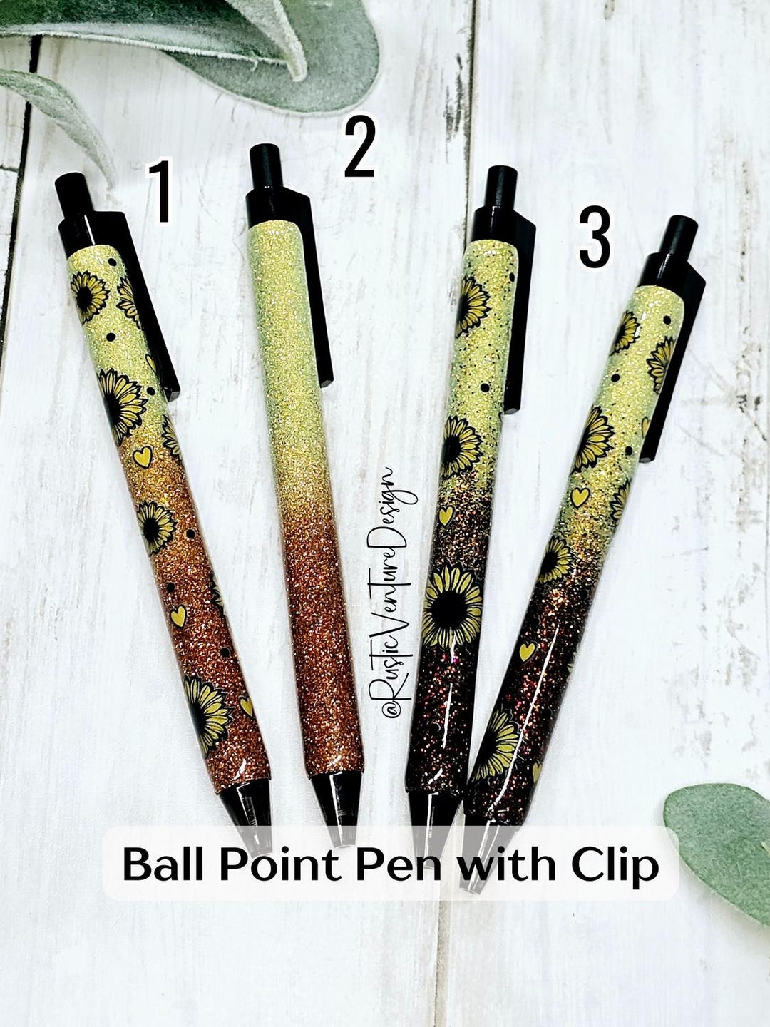 Sunflower Ballpoint Glitter Pen, Resin Pen, Ballpoint Pen, Epoxy Pen ...