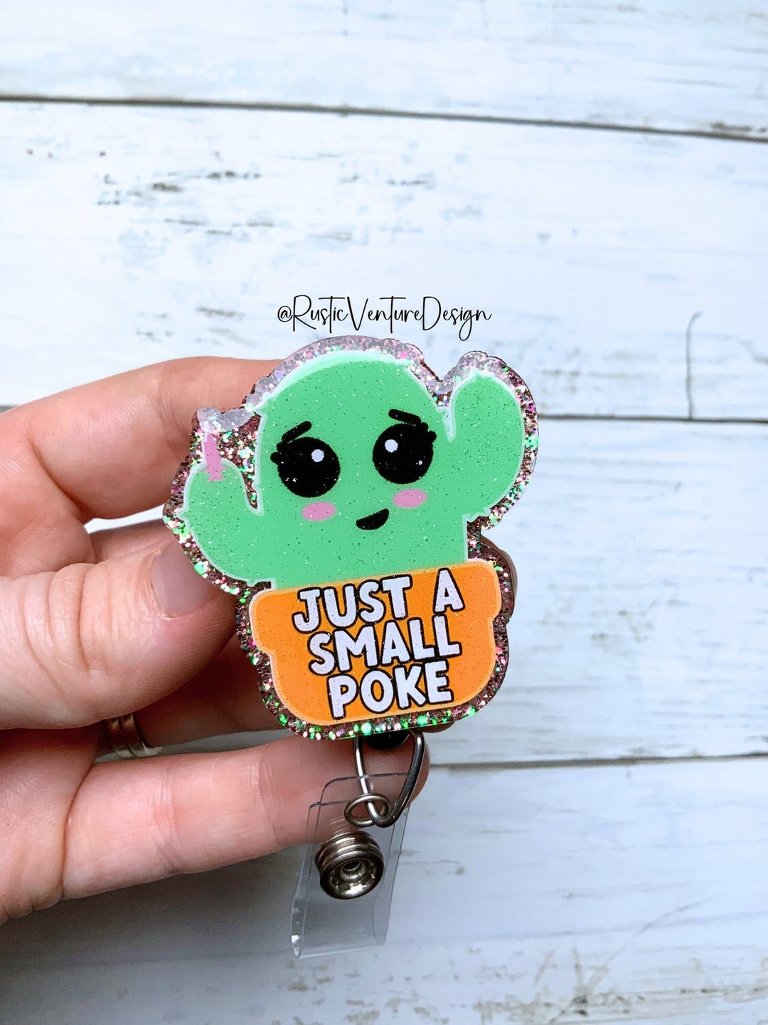 Just a Small Poke Badge Reel, Cactus Nurse, Lvn, Rn, Ma, Cna, Pct ...