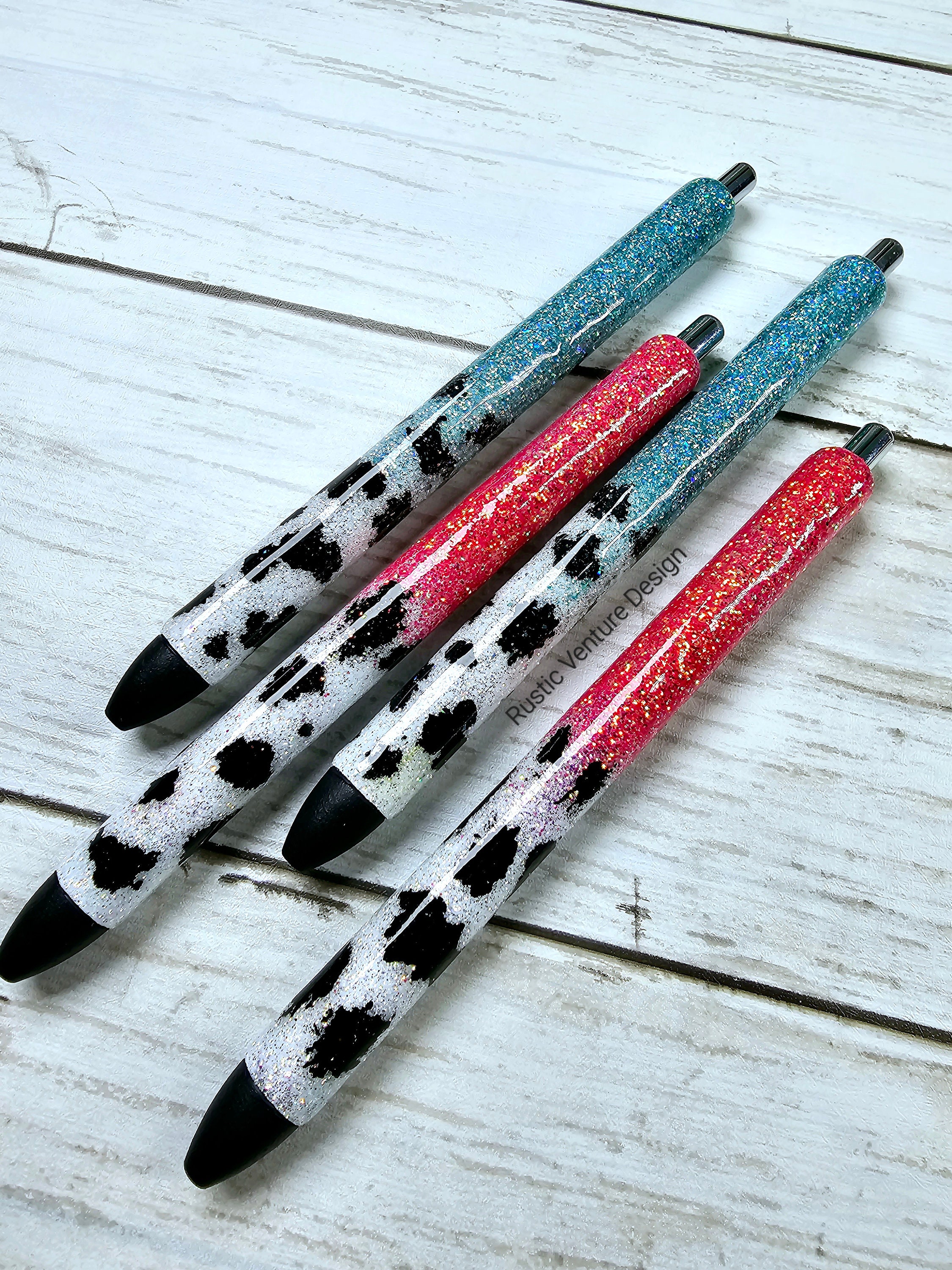 Cow Print Glitter Pens Personalized Western Pens Epoxy Pens - Etsy