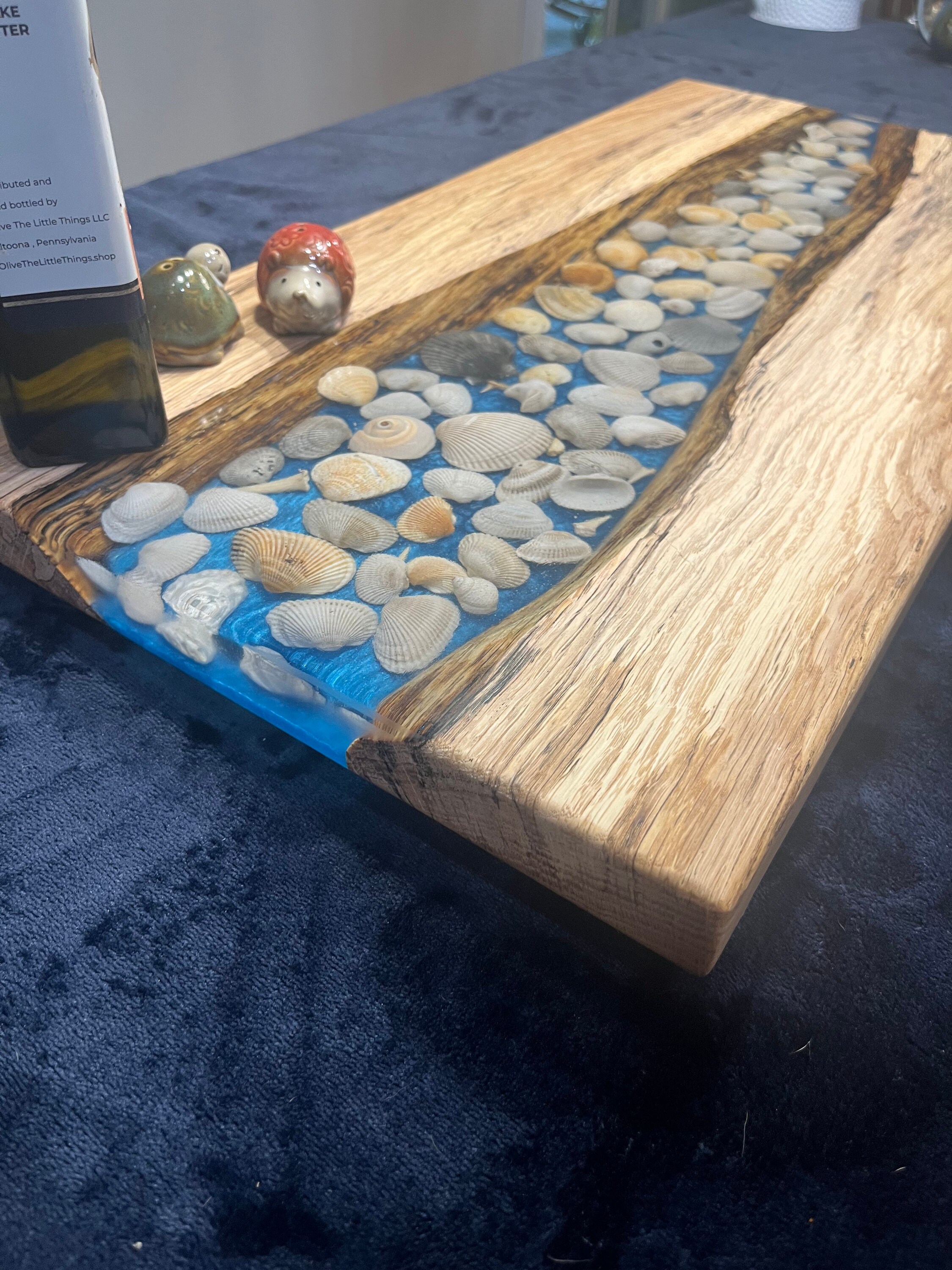 Spalted Oak River Epoxy Seashell Charcuterie Board Made by Cessna Ridge ...