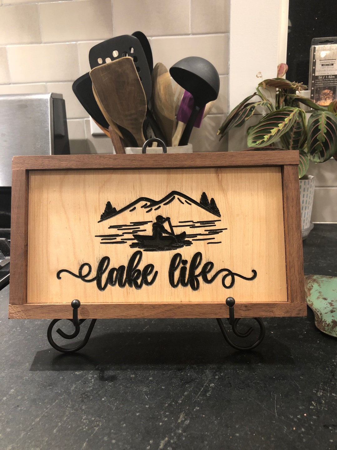 Solid Maple and Walnut CNC Lake Life Sign - Etsy