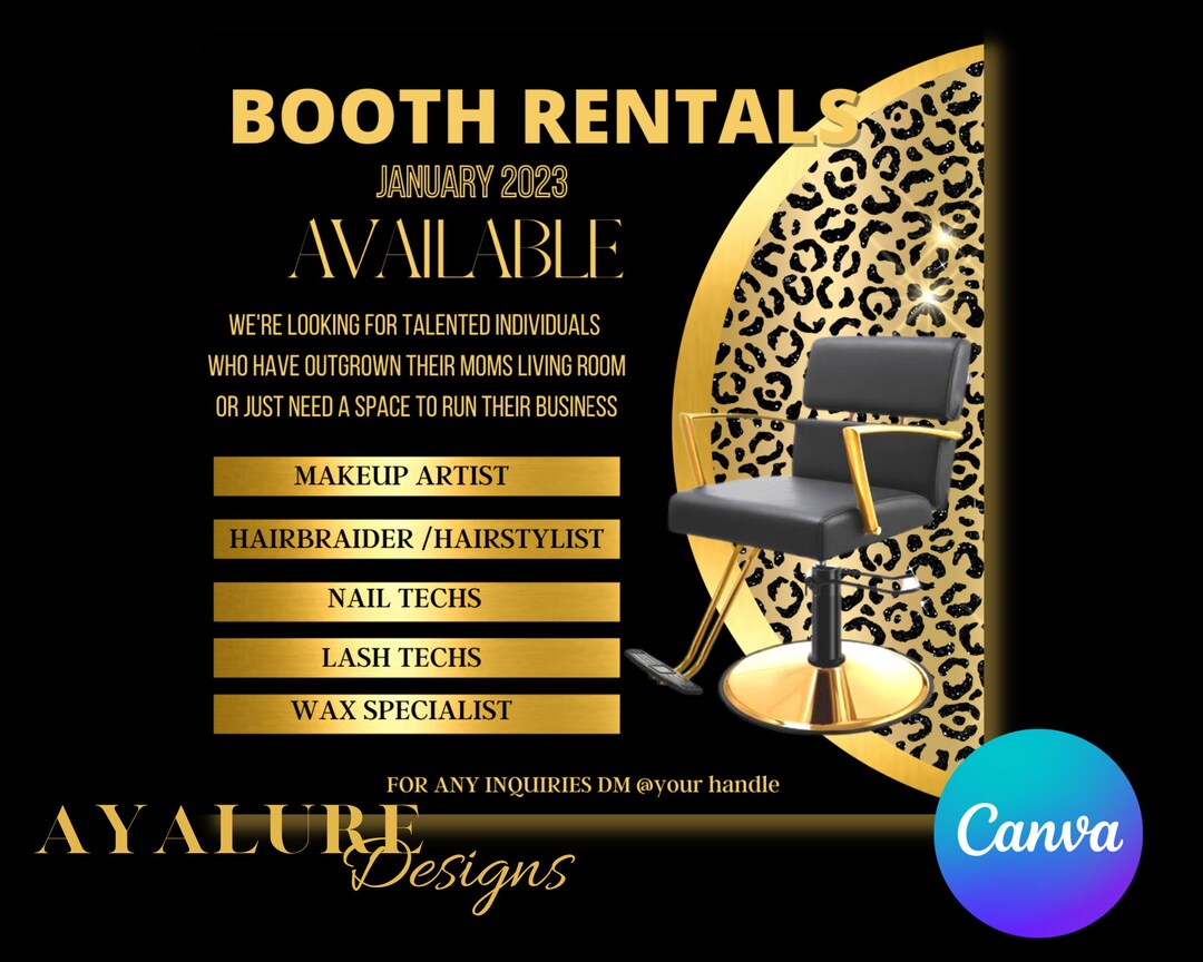 Chair for Rent Flyer, D.I.Y Canva Booth for Rent Flyer Template ...