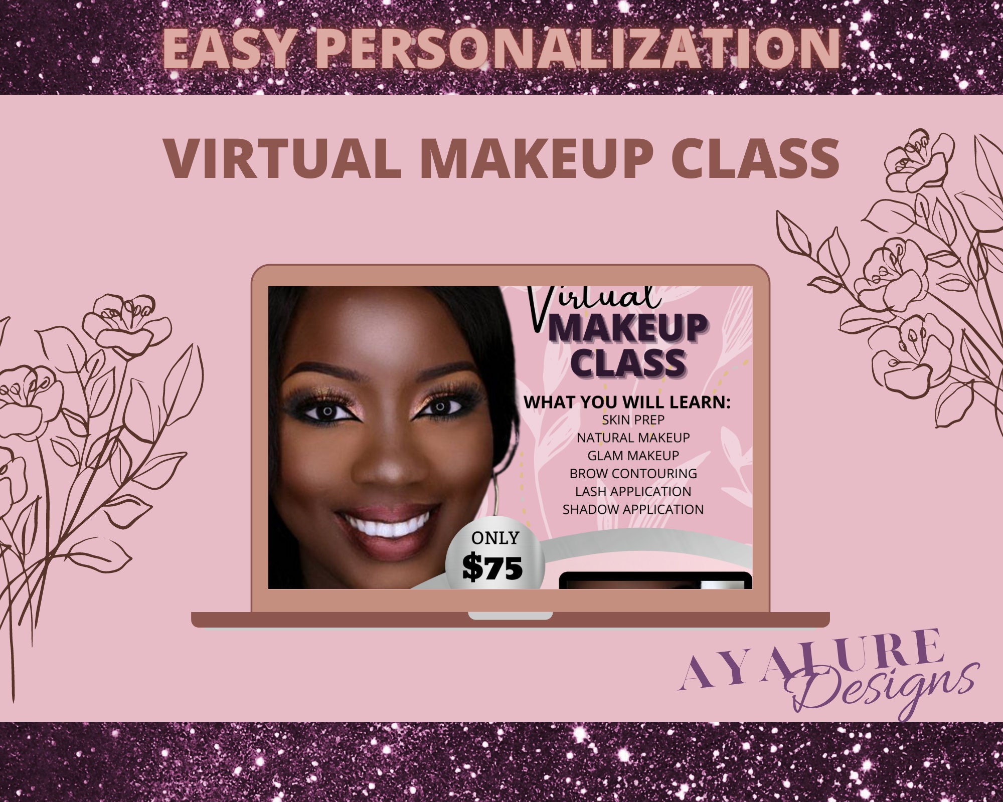 Virtual Makeup Class Flyer, DIY One on One Makeup, Beauty Flyer, - Etsy