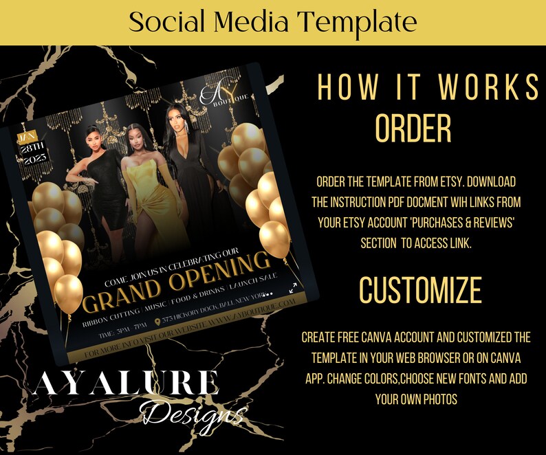 DIY Grand Opening Flyer, Editable Social Media Post, Shop Opening Flyer ...