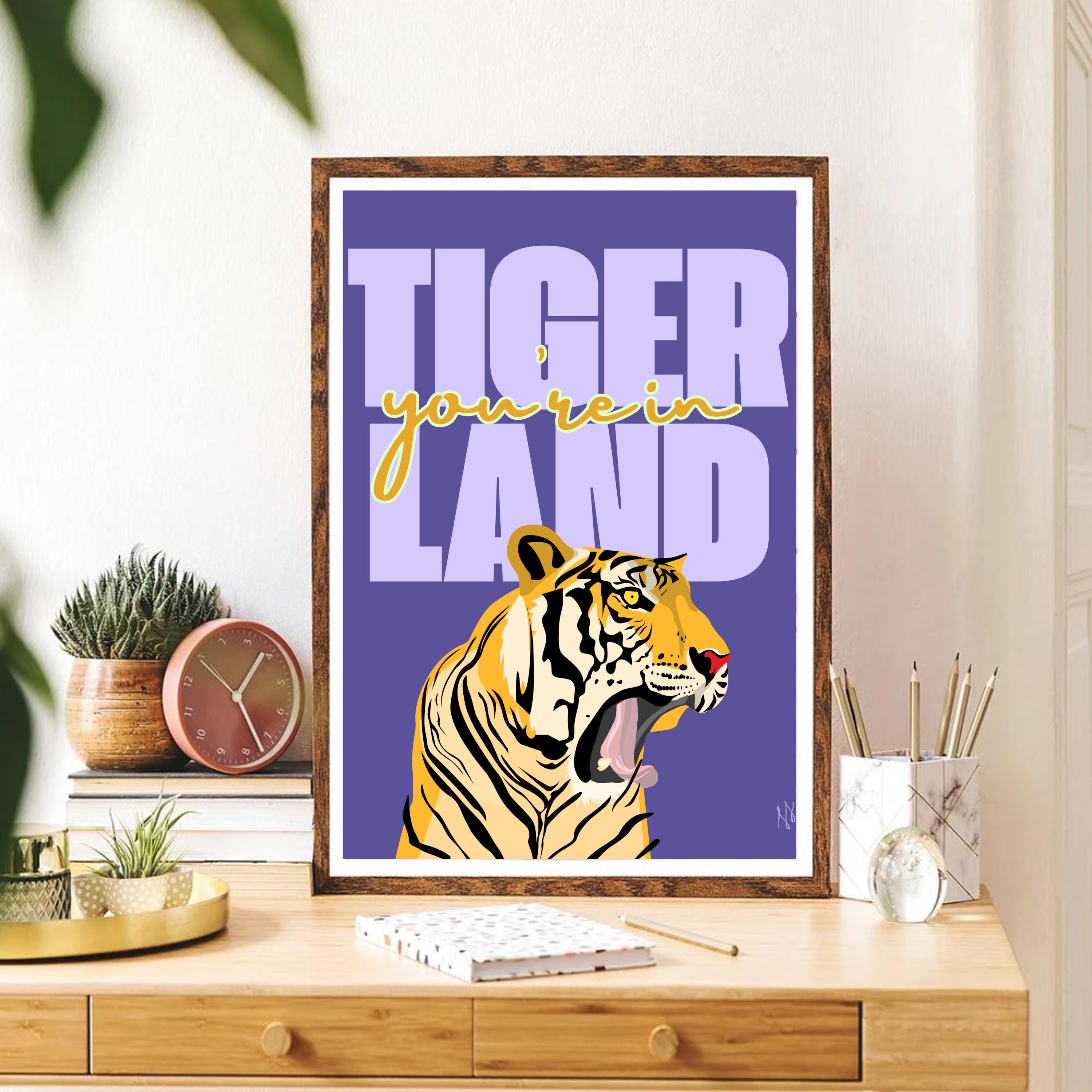 LSU Preppy Tiger Tower Purple Downloadable Print, Colorful Tigerland ...