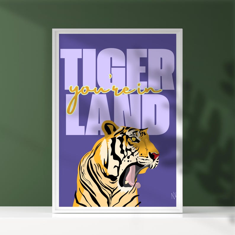 LSU Preppy Tiger Tower Purple Downloadable Print, Colorful Tigerland ...