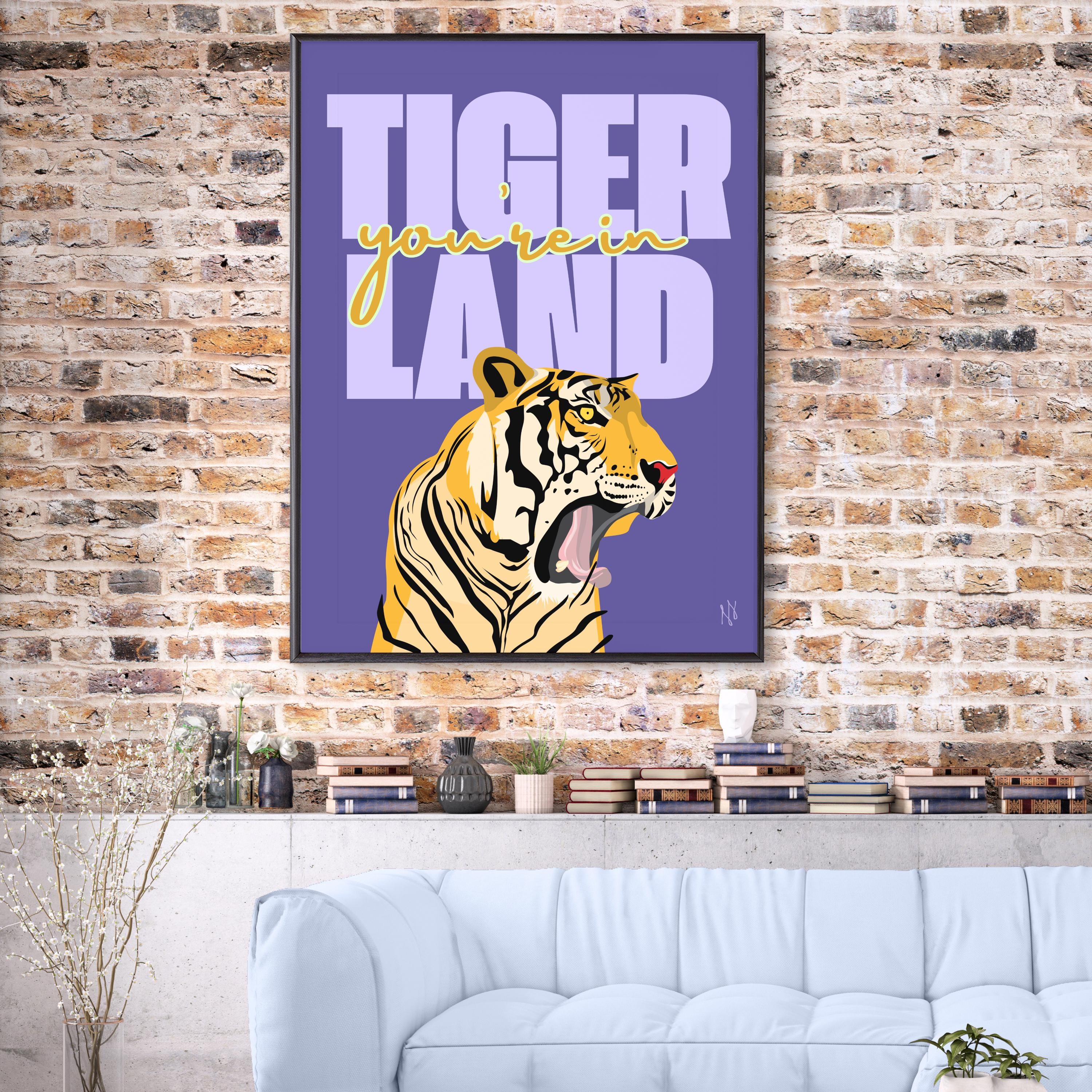 LSU Preppy Tiger Tower Purple Downloadable Print, Colorful Tigerland ...