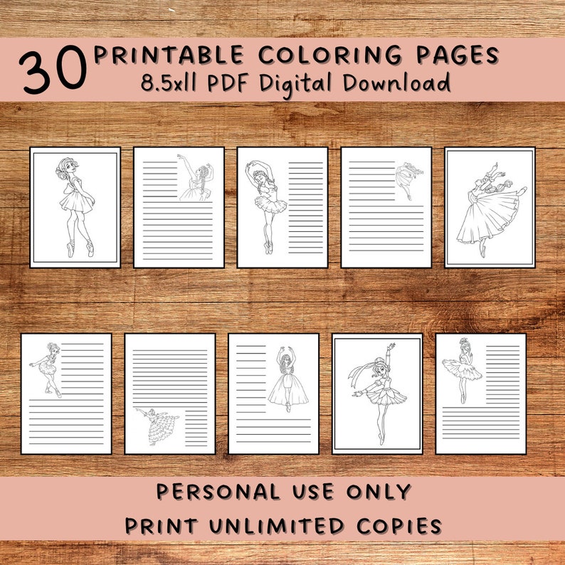 Printable Ballerina Coloring Pages Ballerina Printable Stationery ...