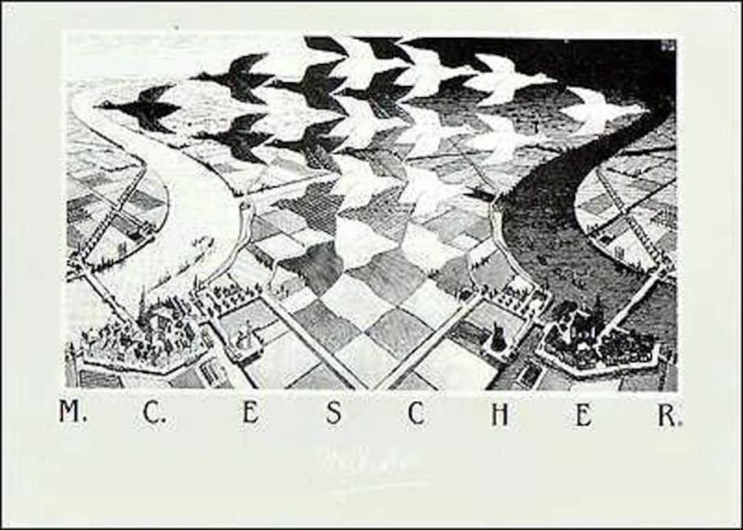 M.C. Escher Day and Night silver Edition 20 X 28 Mint - Etsy