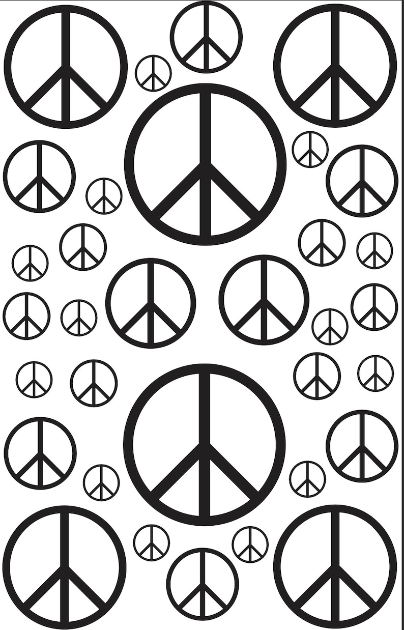 Peace Sign || 70s Style Stencil 7x11" Digital Download Vector File - Etsy
