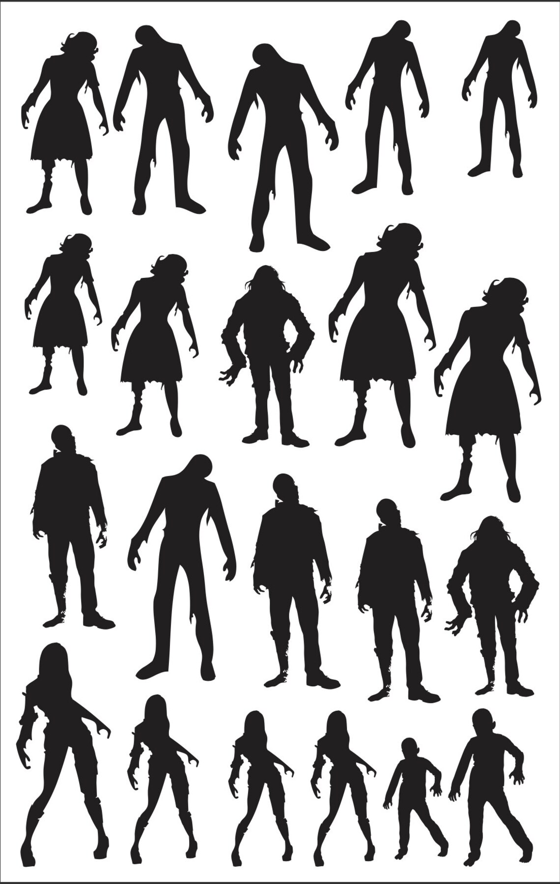 Zombie Design No.1 Stencil 7x11" Digital Download Vector File - Etsy